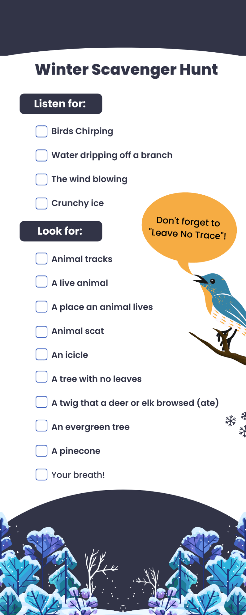 Winter Scavenger Hunt for Kids